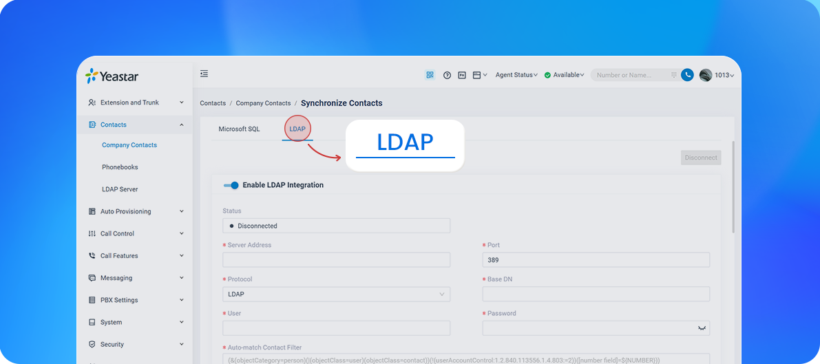 LDAP Contact Sync | Unified Communications | App Marketplace | Yeastar